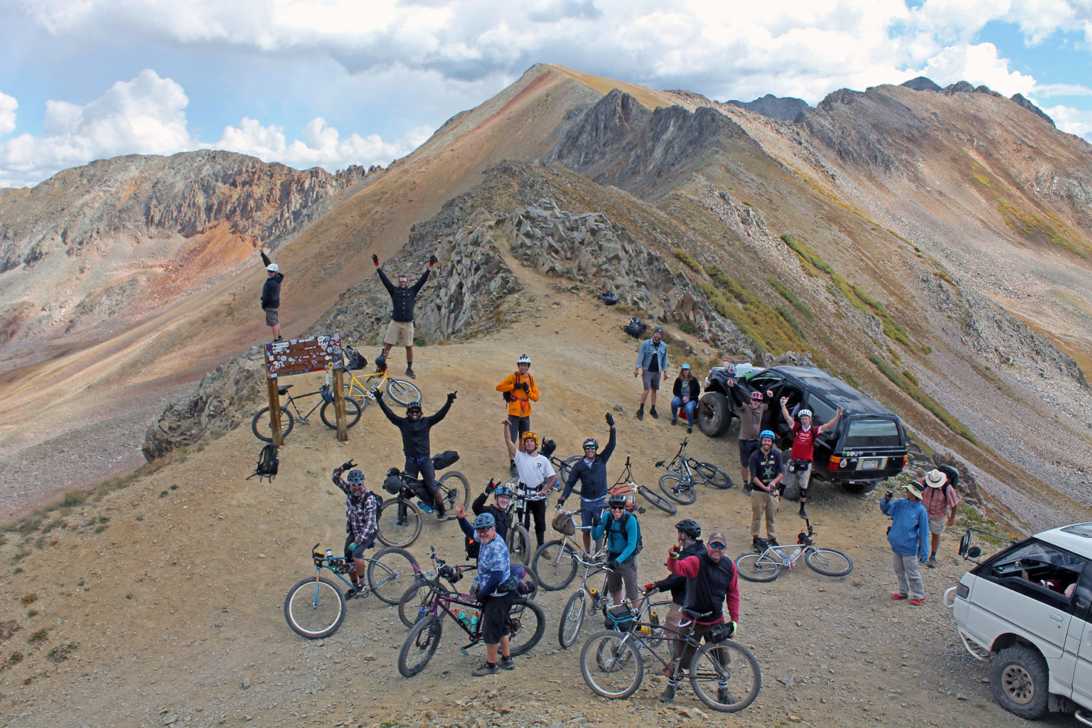 Paerl Pass Tour riders on the summit of Pearl pass on the way to Aspen ...