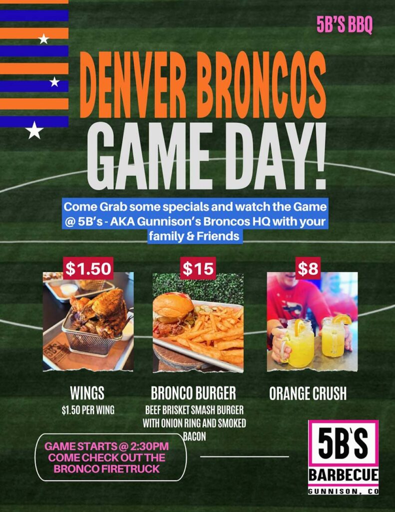 Broncos Game Day Watch Party | 5B's BBQ